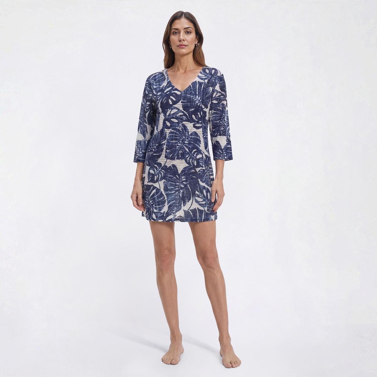 Click here for Womens J Valdi Monstera V Neck Tunic Swim Cover Up prices